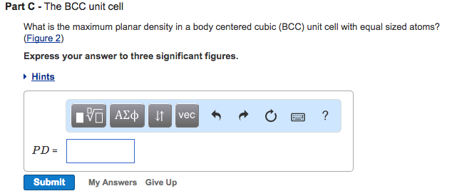 Solved Part C The BCC unit cell What is the maximum planar | Chegg.com