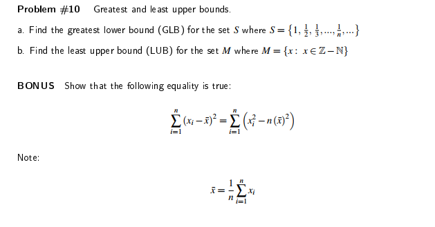 Solved Problem #10 Greatest and least upper bounds. a. Find | Chegg.com
