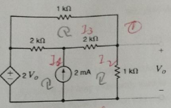 Solved 1 kn 2 kn 2 kn 2 mA | Chegg.com