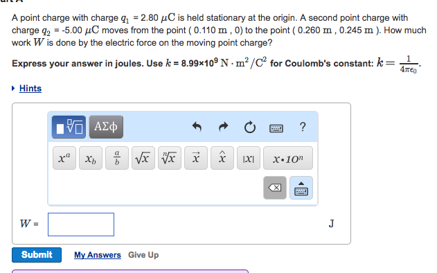 Solved A point charge with charge q_1 = 2.80 mu C is held | Chegg.com