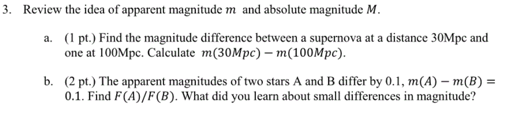 Solved 3 Review the idea of apparent magnitude m and | Chegg.com