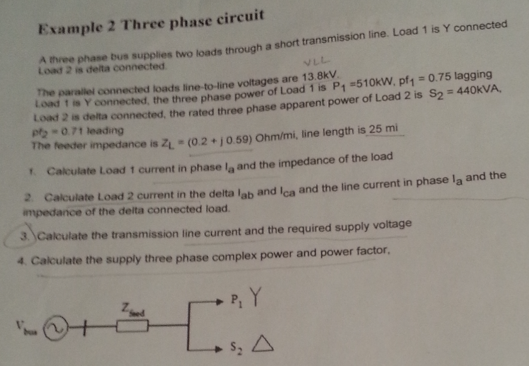 Solved A three phase bus supplies two loads through a short | Chegg.com