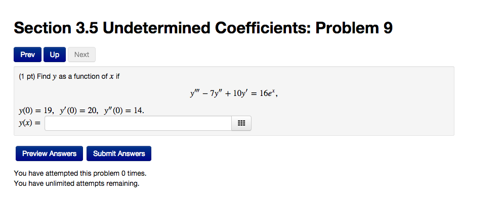 Solved Section 3.5 Undetermined Coefficient: Problem 9 Find | Chegg.com