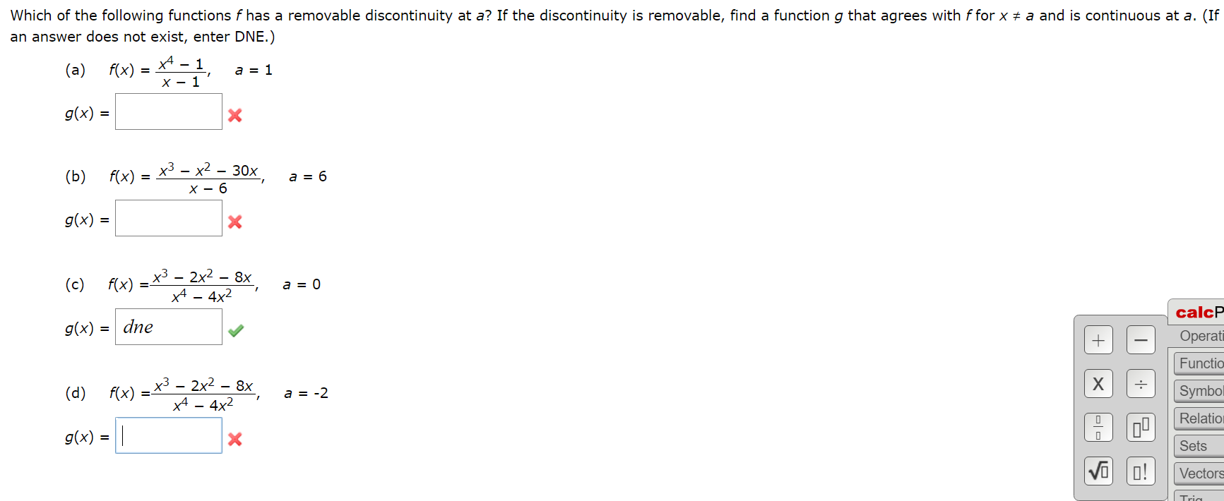 Solved Which of the following functions f has a removable | Chegg.com