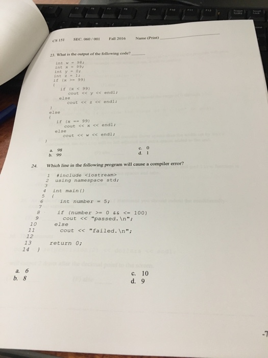 Solved What is the output of the following code? int w = | Chegg.com