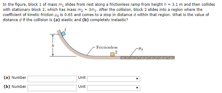 Solved In the figure, block 1 of mass m1 slides from rest | Chegg.com