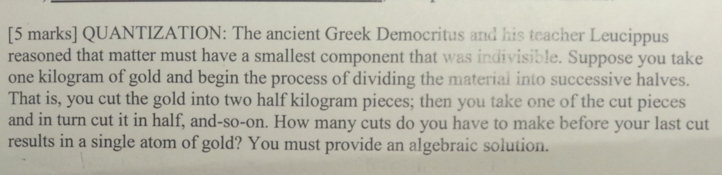 Solved The ancient Greek Democritus and his teacher | Chegg.com