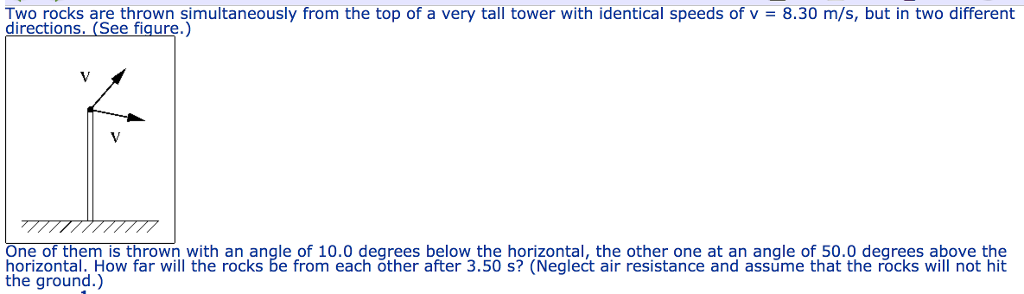 Solved Two rocks are thrown simultaneously from the top of a | Chegg.com