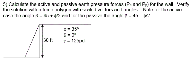 Solved Calculate the active and passive earth pressure | Chegg.com
