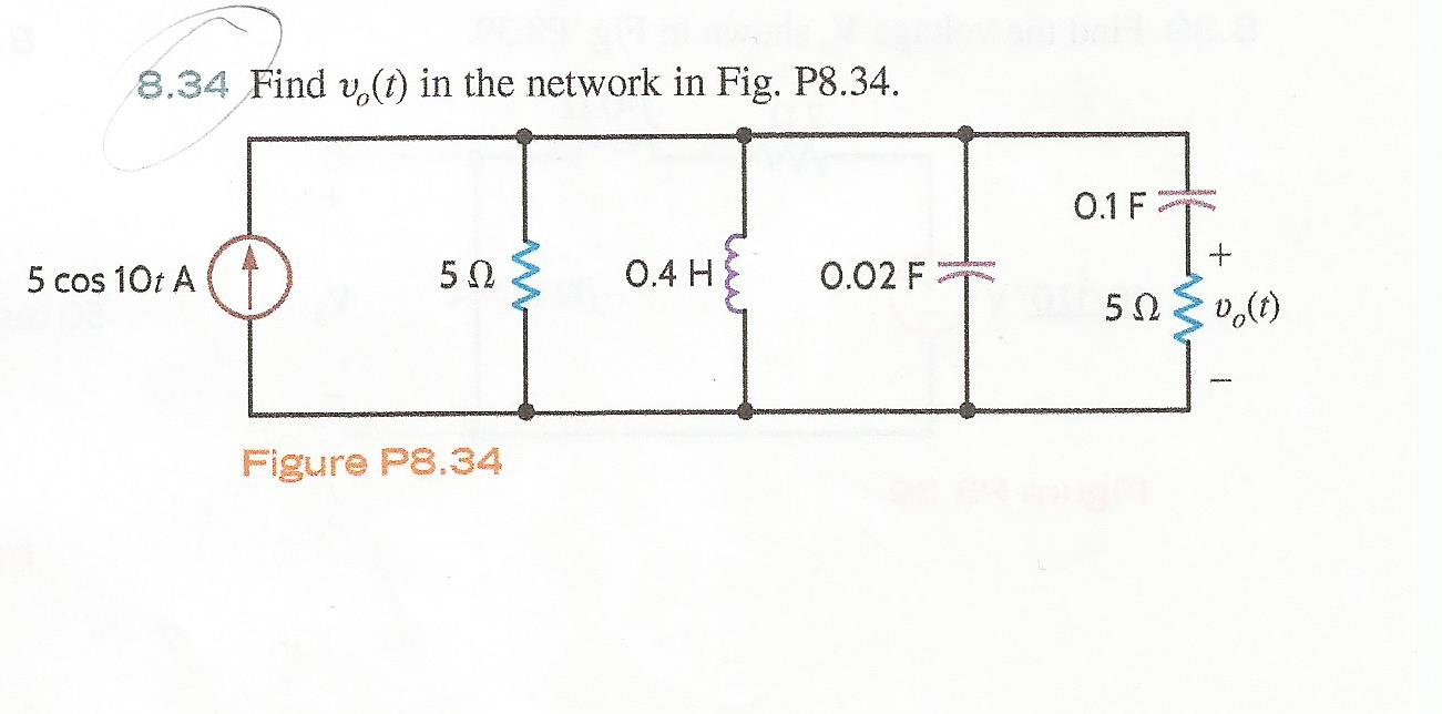 Solved Find v_0(t) in the network in Fig. P8.34. | Chegg.com