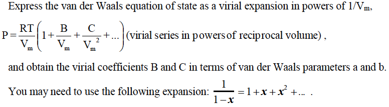 Solved Express the van der Waals equation of state as a | Chegg.com
