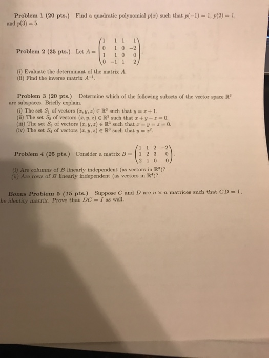 Solved Find a quadratic polynomial p(x) such that p(-l) = 1, | Chegg.com