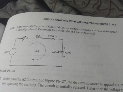 Solved CIRCUIT ANALYSIS WITH LAPLACE TRANSFORMS I 343 es RLC | Chegg.com