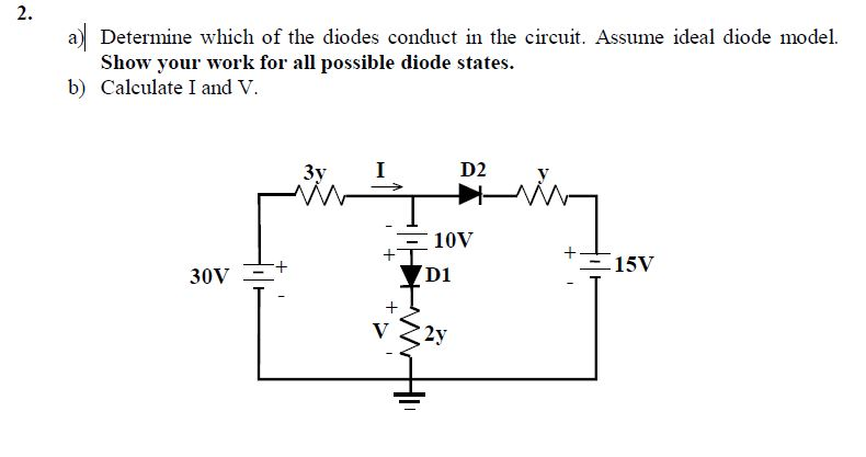 Solved 2. al Determine which of the diodes conduct in the | Chegg.com
