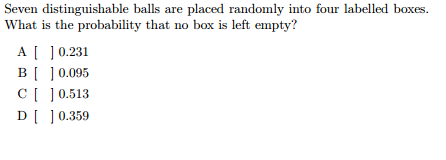 Solved Seven distinguishable balls are placed randomly into | Chegg.com