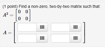 Solved (1 point) Find a non-zero, two-by-two matrix such | Chegg.com