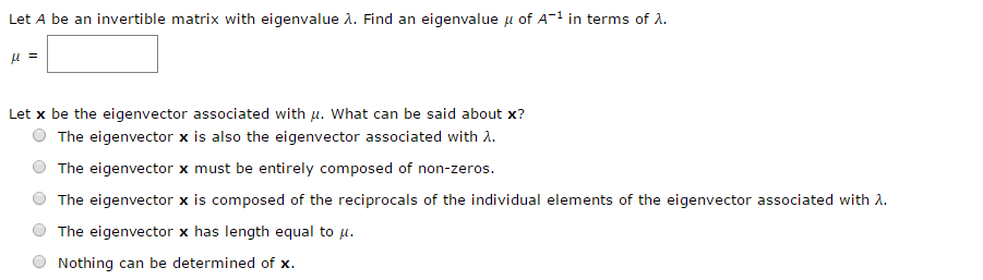 Solved Let A be an invertible matrix with eigenvalue lambda. | Chegg.com