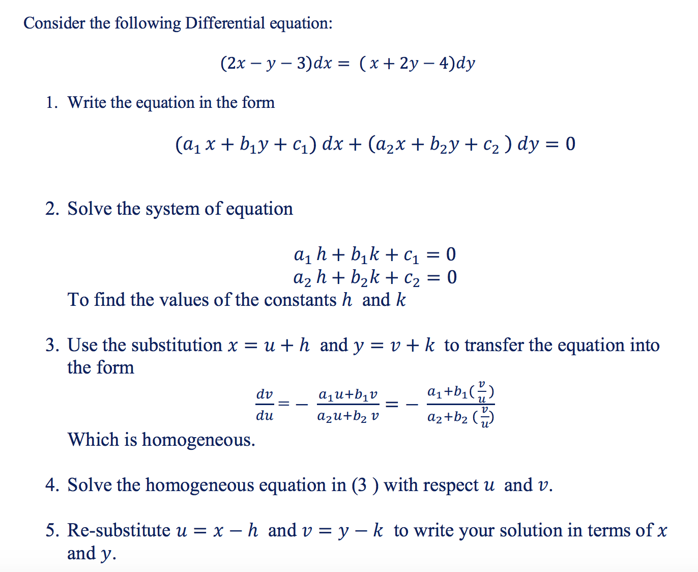 Solved Consider the following Differential equation: (2x - y | Chegg.com