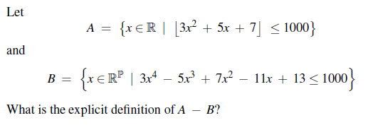 Solved Let and What is the explicit definition of A - B? | Chegg.com