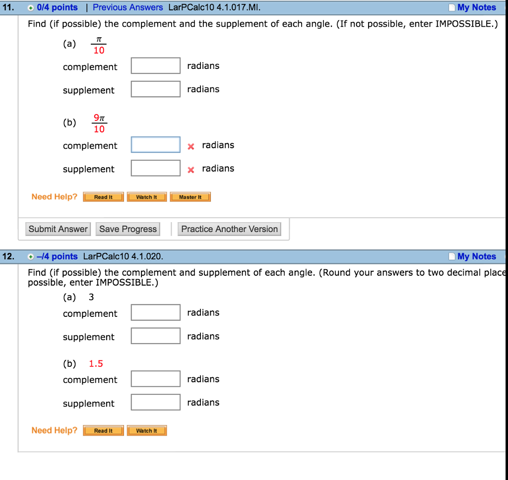 Solved My Notes Find (if possible) the complement and the | Chegg.com