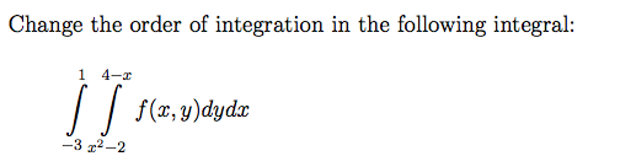 Solved Change the order of integration in the following | Chegg.com