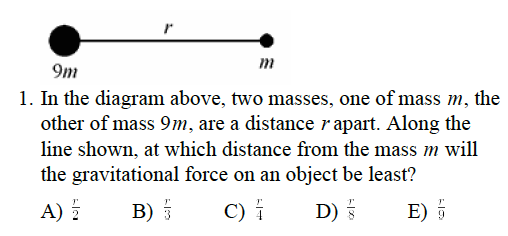 Solved 9m 1. In the diagram above, two masses, one of mass | Chegg.com