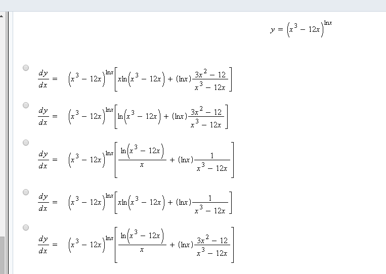 Solved r3_ 12x) χln(x3-12x) + (Inx)4-12 x -12x 3x"-12 = | Chegg.com