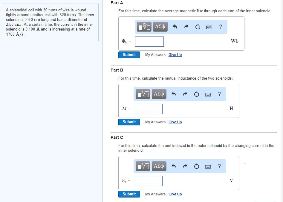 Solved Part A A solenoidal coil with 30 turns of wire is | Chegg.com