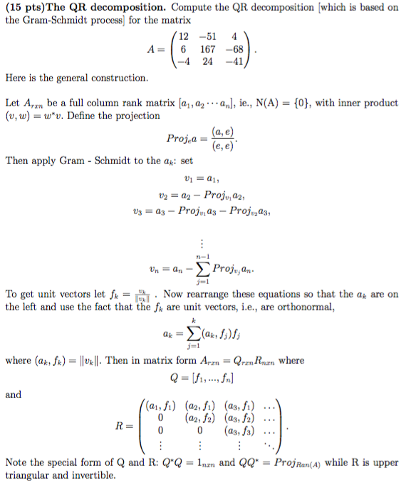 The Qr Decomposition Compute The Qr Decomposition