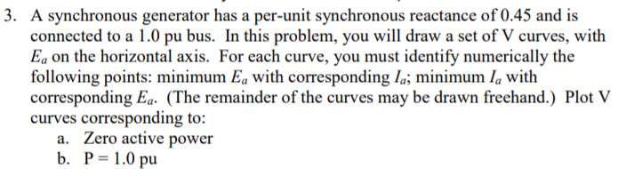 Solved 3. A synchronous generator has a per-unit synchronous | Chegg.com