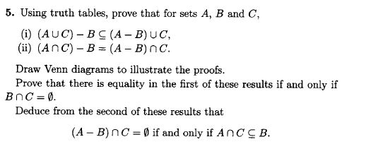 Solved Using Truth Tables Prove That For Sets A B And C 