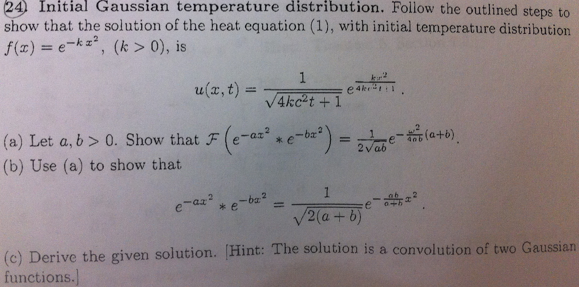 Initial Gaussian temperature distribution. Follow | Chegg.com