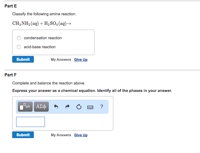 Solved Part A Classify the following amine reaction (CH3 2 | Chegg.com