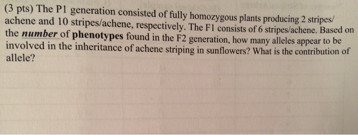 The P1 generation consisted of fully homozygous | Chegg.com