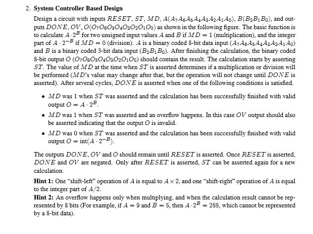 System Controller Based Design 2. Design a circuit | Chegg.com
