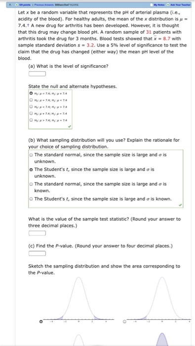 Solved Let x be a random variable that represents the pH of | Chegg.com