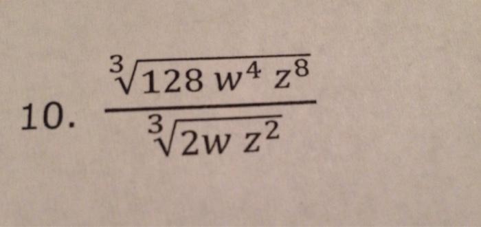 Solved 3 squareroot 128 w^4 z^8/3 squareroot 2w z^2 | Chegg.com