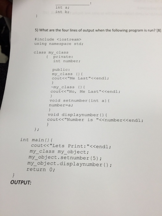 Solved What are the four lines of output when the following | Chegg.com