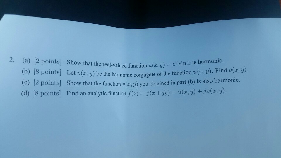 Solved Show that the real-valued function u(x,y)=eusin Let | Chegg.com