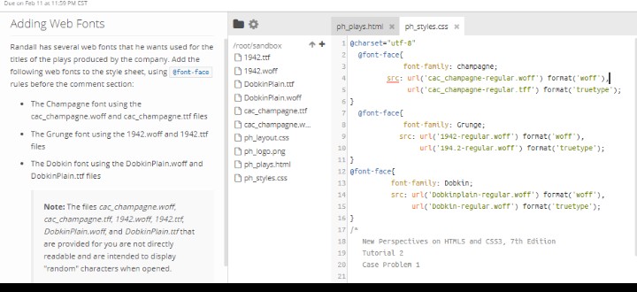 Adding Web Fonts ph plays.htmxph styles.cssx | Chegg.com