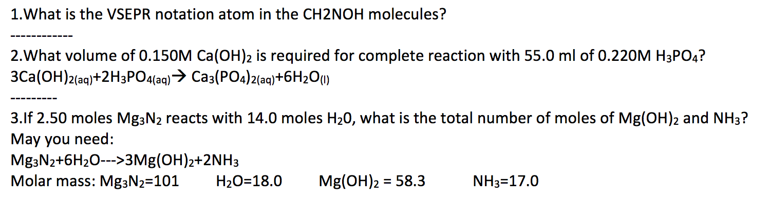 Solved What is the VSEPR notation atom in the CH2NOH | Chegg.com