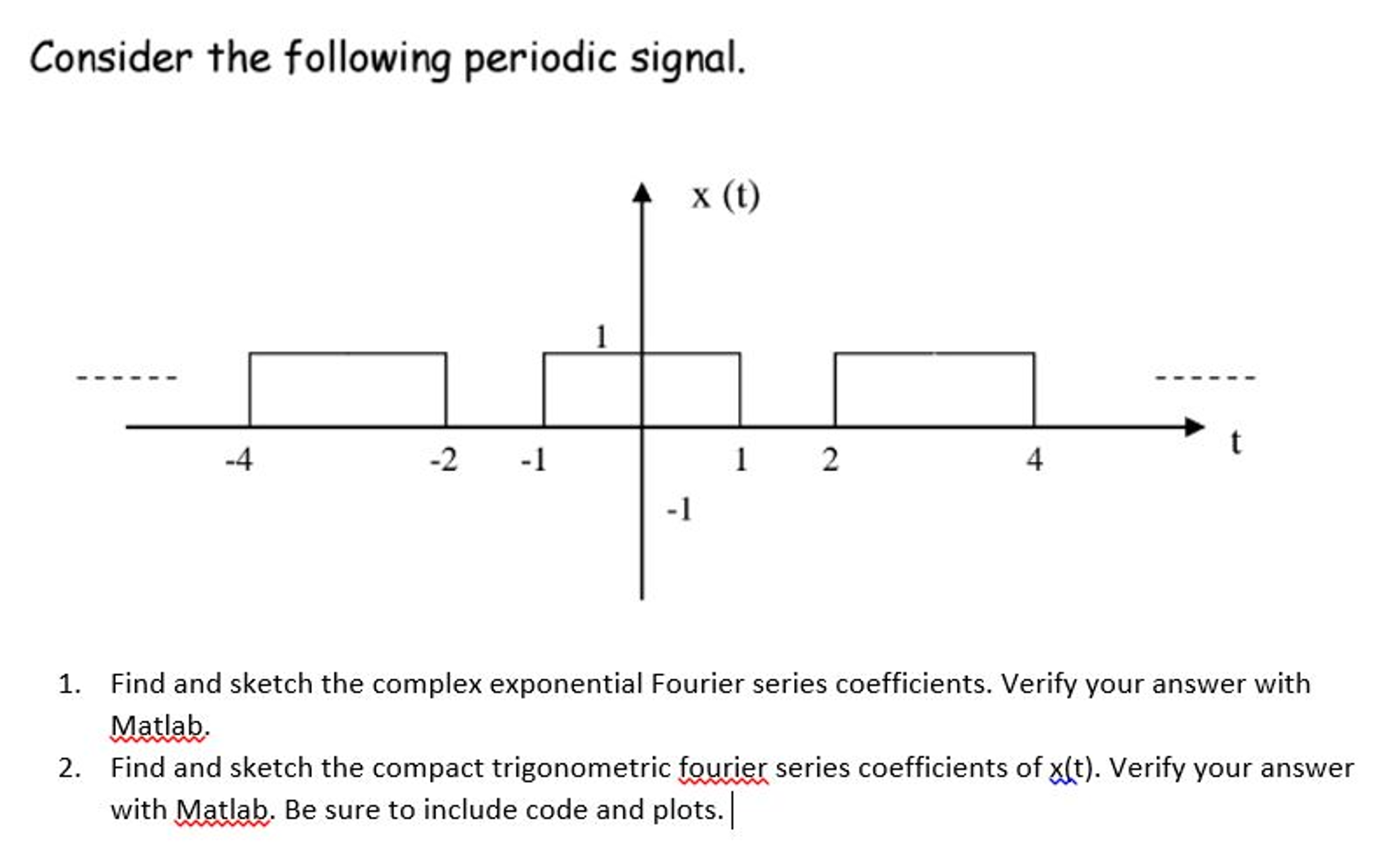 Solved Consider the following periodic signal. Find and | Chegg.com