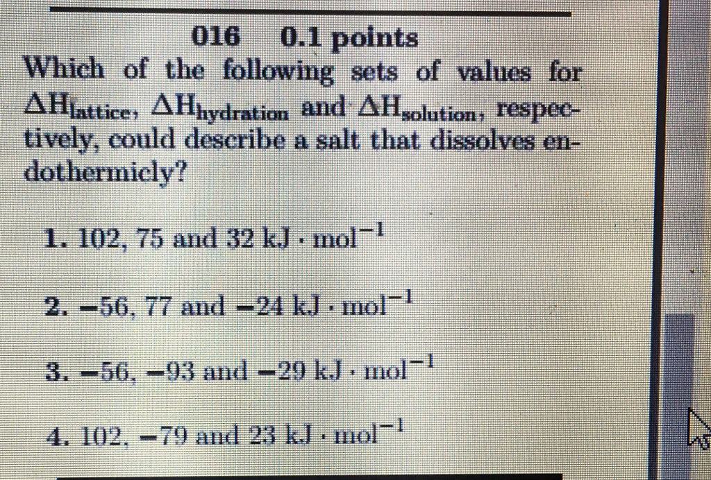 Solved Which of the following sets of values for delta | Chegg.com
