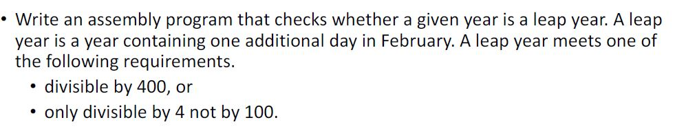 Solved Write an assembly program that checks whether a given | Chegg.com