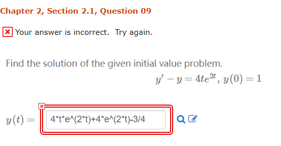 Solved Chapter 2, Section 2.1, Question 09 E] Your answer is | Chegg.com