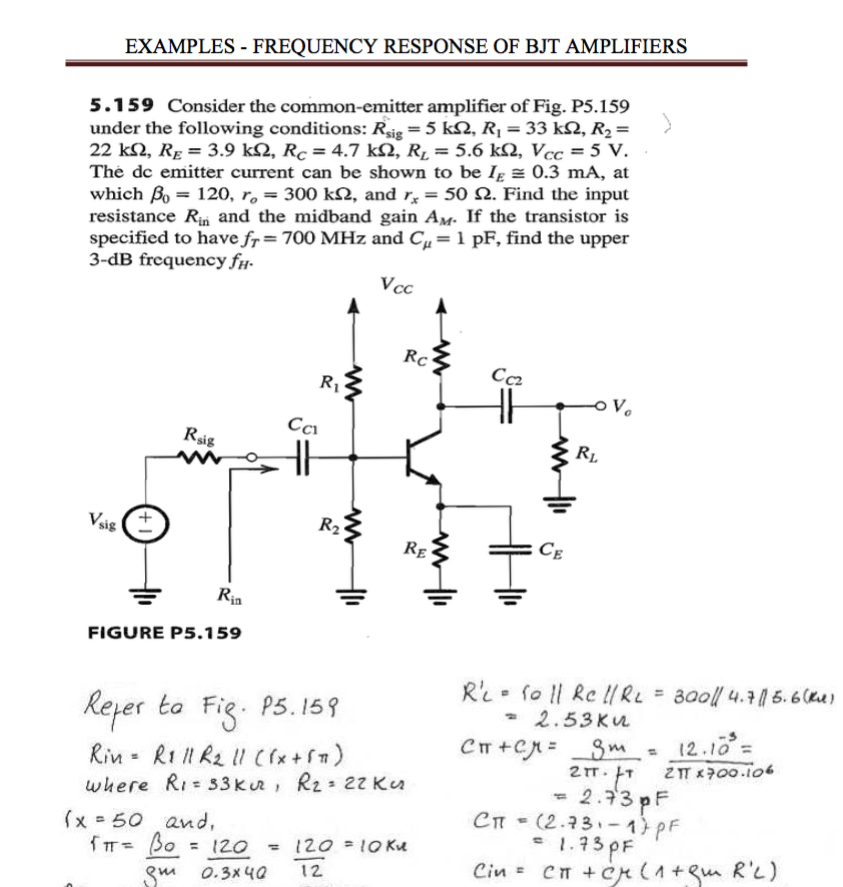 Solved EXAMPLES - FREQUENCY RESPONSE OF BJT AMPLIFIERS 5.159 | Chegg.com