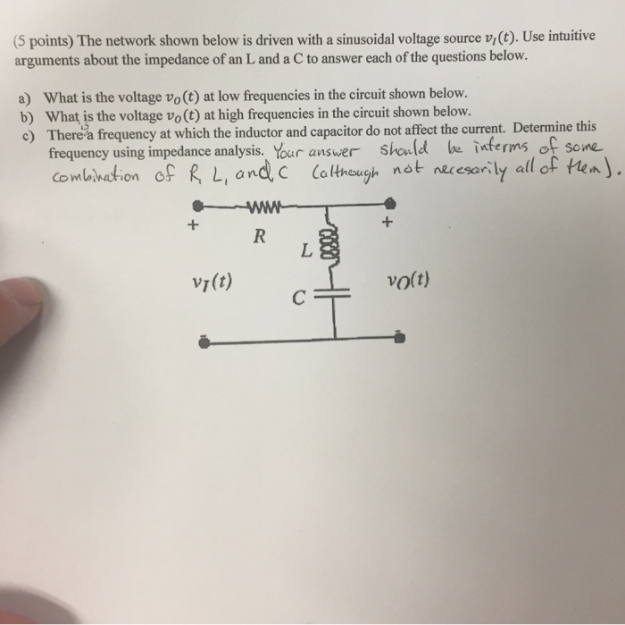Solved The network shown below is driven with a sinusoidal | Chegg.com
