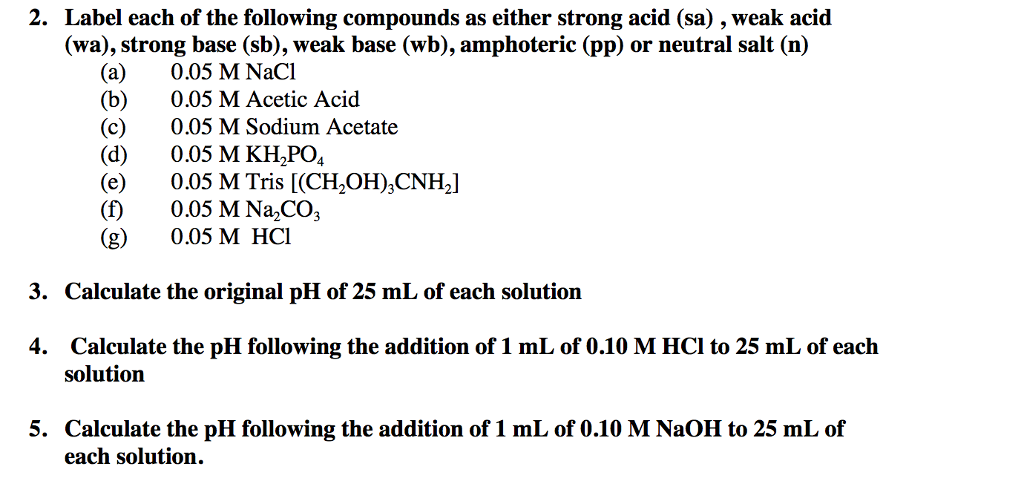 Solved How to calculate the pH of different solutions? I | Chegg.com