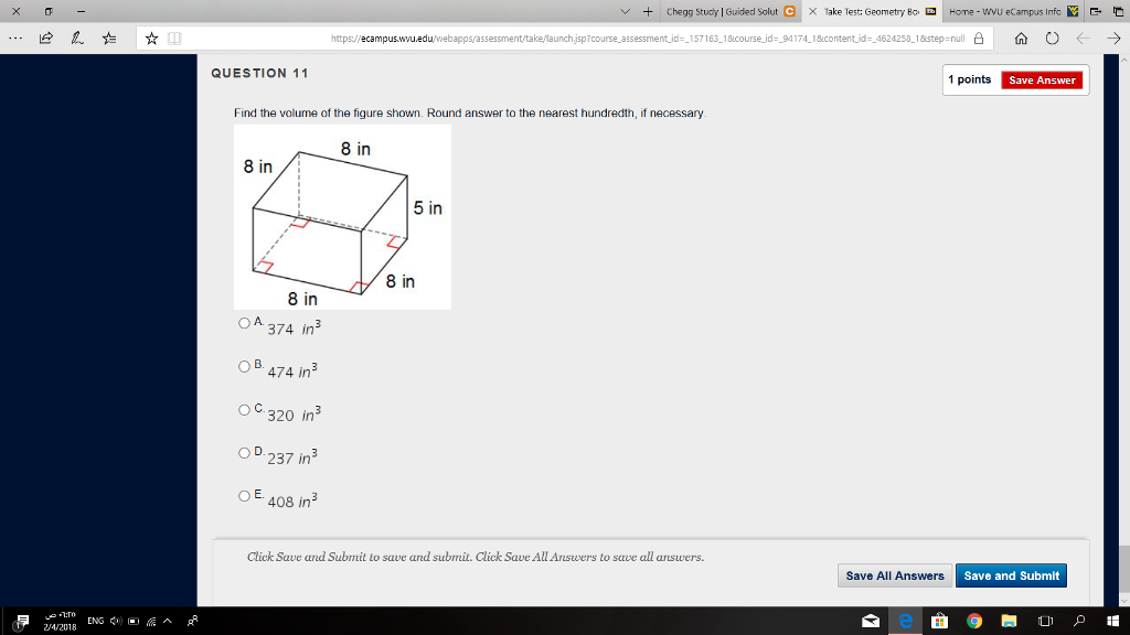 Solved E- × Take lest; Geometry Bo'- Home-wvu eCampus Infc + | Chegg.com