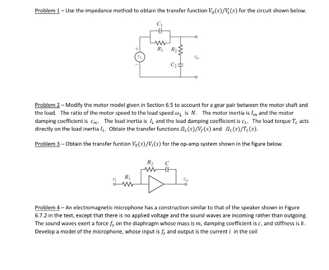 Solved Use the impedance method to obtain the transfer | Chegg.com